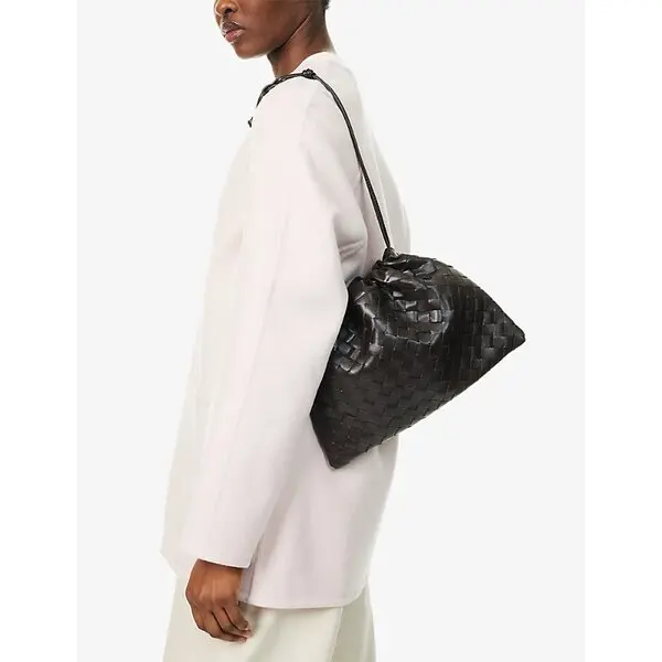 Bottega Veneta Leather Shoulder Bag With Top Handle - Fondant-gold