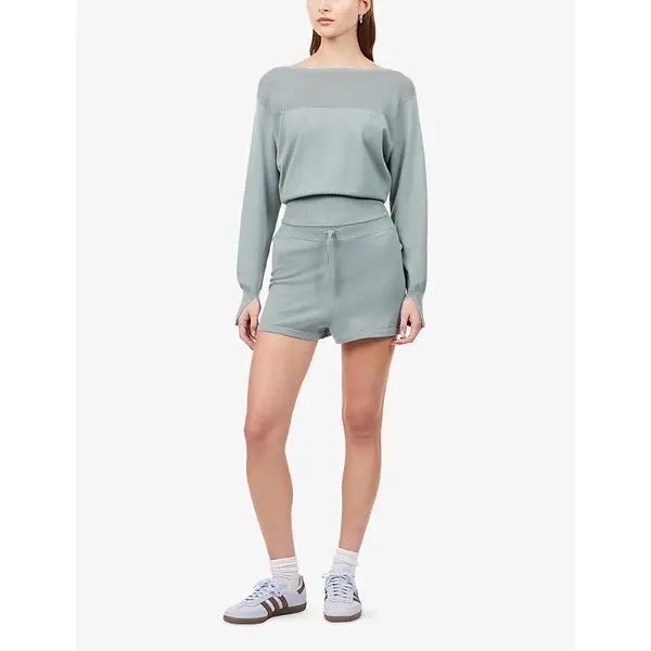 ADANOLA Long-sleeve Mesh-panel Knit Top