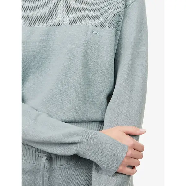 ADANOLA Long-sleeve Mesh-panel Knit Top