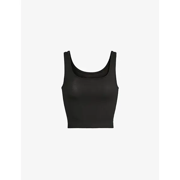 SKIMS Ribbed Scoop-neck Cotton-jersey Tank Top - Soot