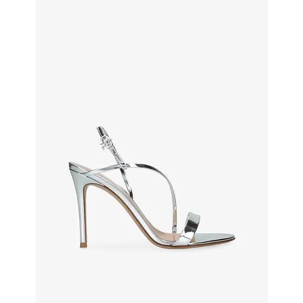 GIANVITO ROSSI Manhattan Leather Heeled Sandals - Silver