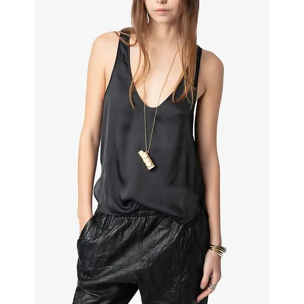 Zadig&Voltaire Tarys Scoop-neck Satin Top - Black