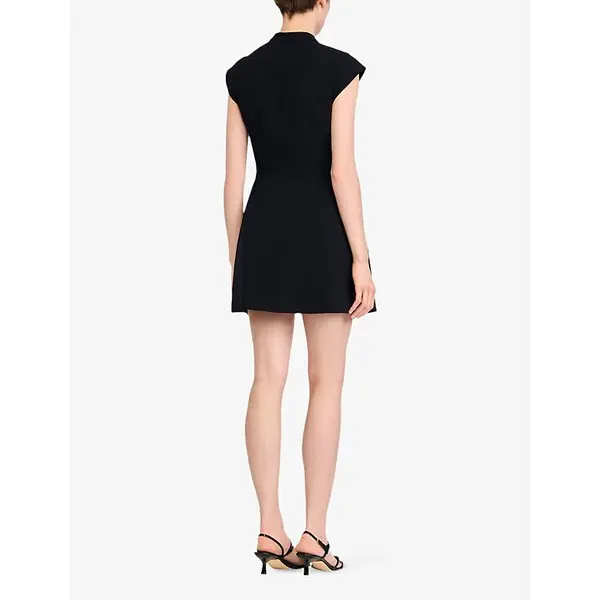 Sandro Capped-sleeves Buttoned Knitted Mini Dress