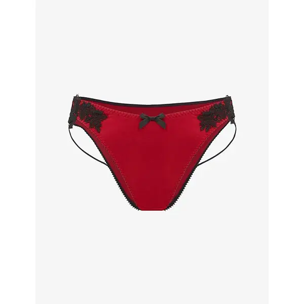 Agent Provocateur Penelopi Embroidered Silk Briefs - Red/black