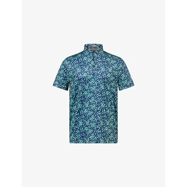 G/fore Floral-print Short-sleeve Jersey Polo Top