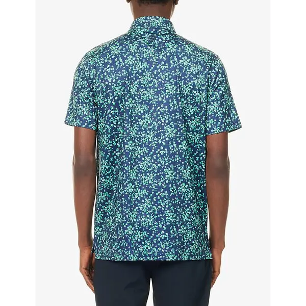G/fore Floral-print Short-sleeve Jersey Polo Top