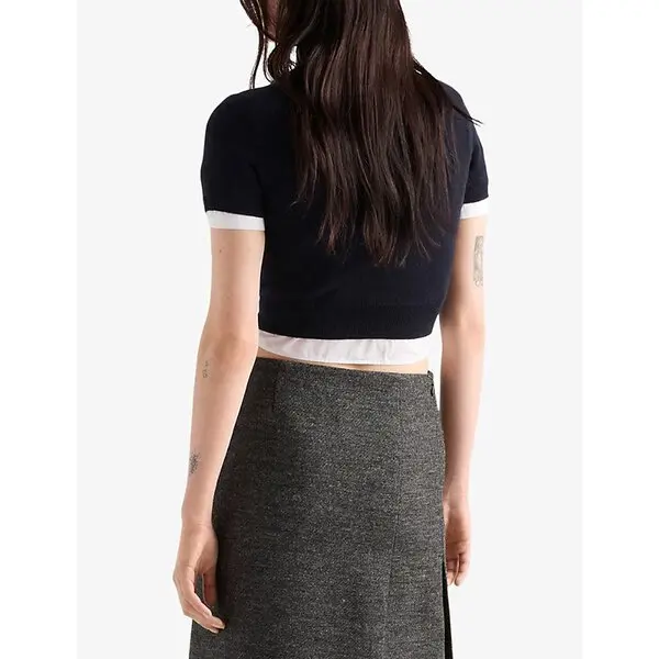 Prada Triangle Cut-out Cashmere Knitted Top