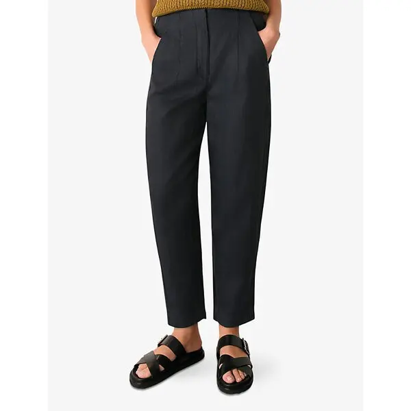 Whistles Barrel-leg High-rise Linen Trousers