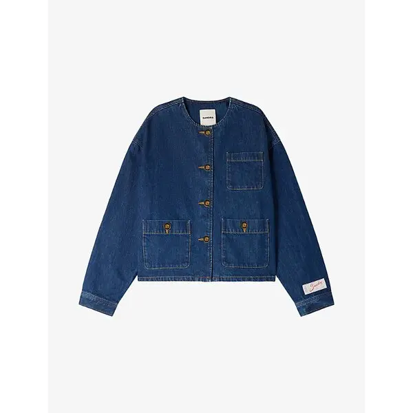 Sandro Buttoned Denim Jacket - Deep Blue