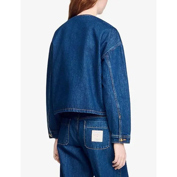 Sandro Buttoned Denim Jacket - Deep Blue
