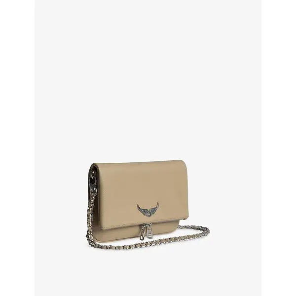 Zadig&Voltaire Rock Grained Leather Clutch With Chain Strap - Clay