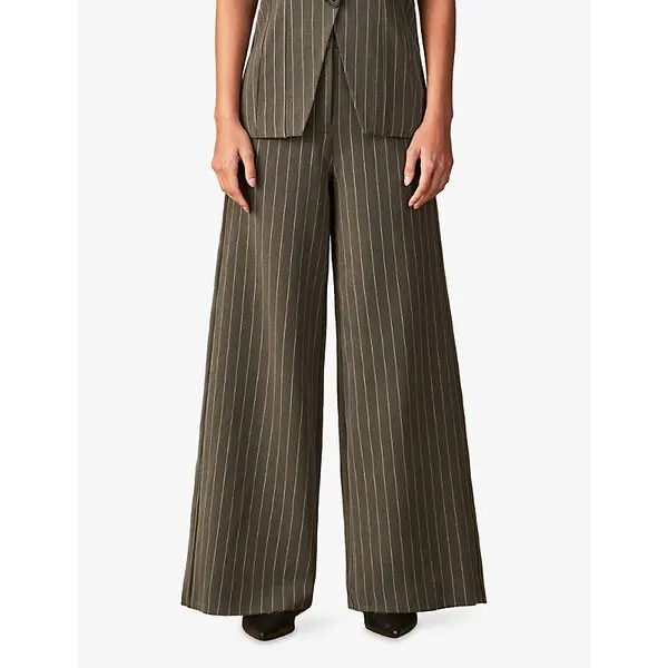 RO&ZO Pinstripe Tailored Stretch-woven Trousers