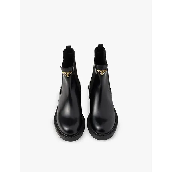 Prada Logo-plaque Leather Chelsea Boots