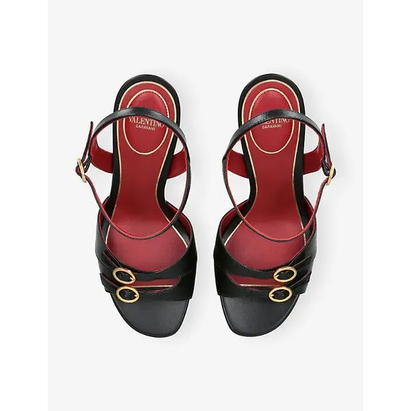 Valentino Garavani Crasher 145 Leather Platform Sandals - Black
