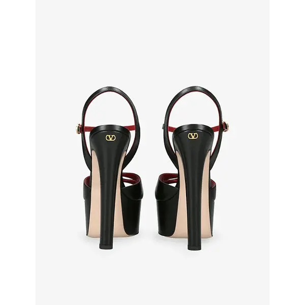 Valentino Garavani Crasher 145 Leather Platform Sandals - Black