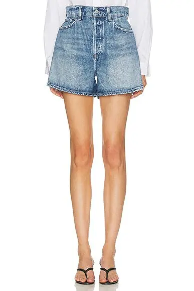 AGOLDE Cinched Waist Denim Shorts - Outbreak