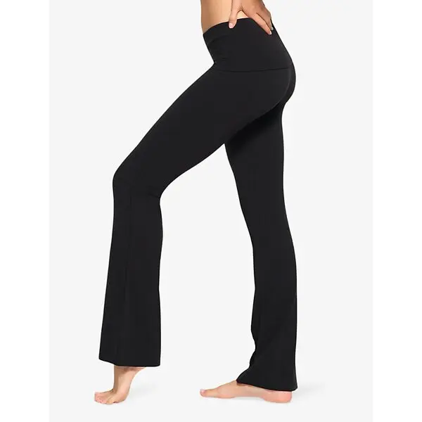 SKIMS Slim-fit High-rise Foldover Trousers - Soot