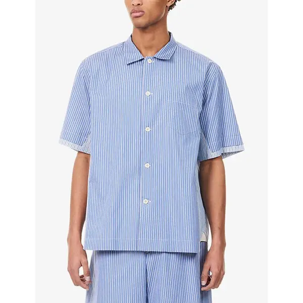 Sacai Pinstripe Short-sleeve Cotton Poplin Shirt