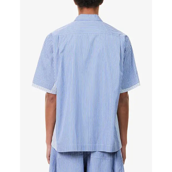 Sacai Pinstripe Short-sleeve Cotton Poplin Shirt