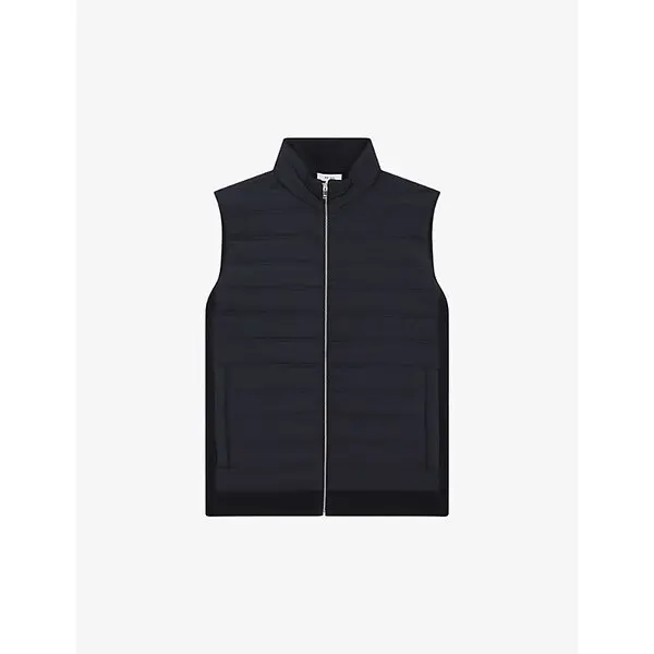 REISS William Padded Pu And Knitted Gilet