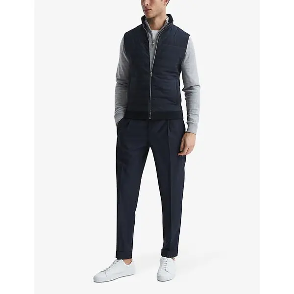 REISS William Padded Pu And Knitted Gilet