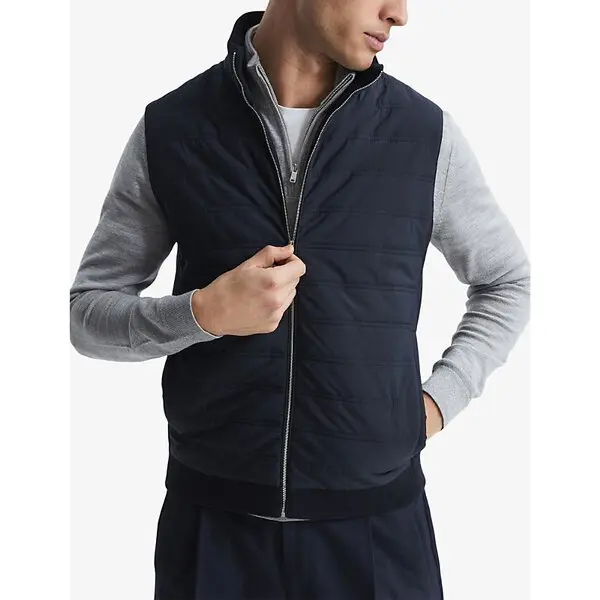 REISS William Padded Pu And Knitted Gilet