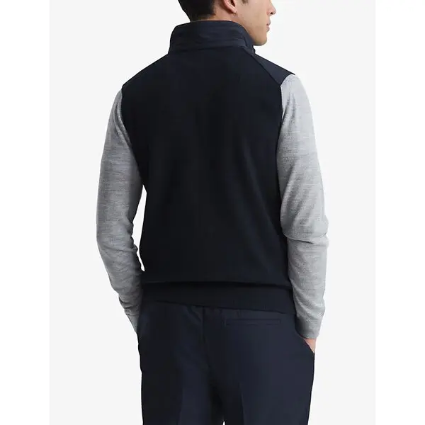 REISS William Padded Pu And Knitted Gilet