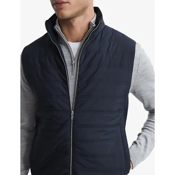 REISS William Padded Pu And Knitted Gilet