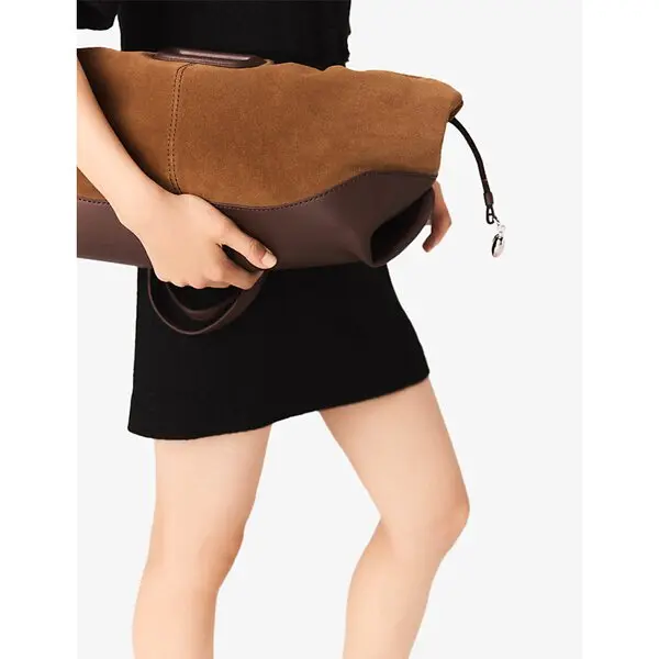Maje Suede And Leather Tote Bag - Camel/brown