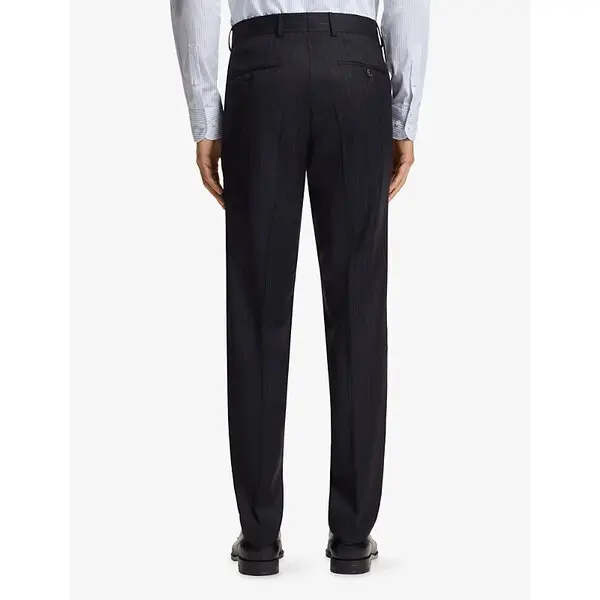 BOSS Pinstriped Regular-fit Wool Suit - Dark Blue