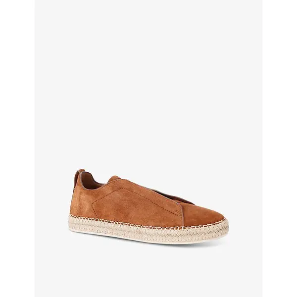 Zegna Triple Stitch Suede Espadrilles - Tan