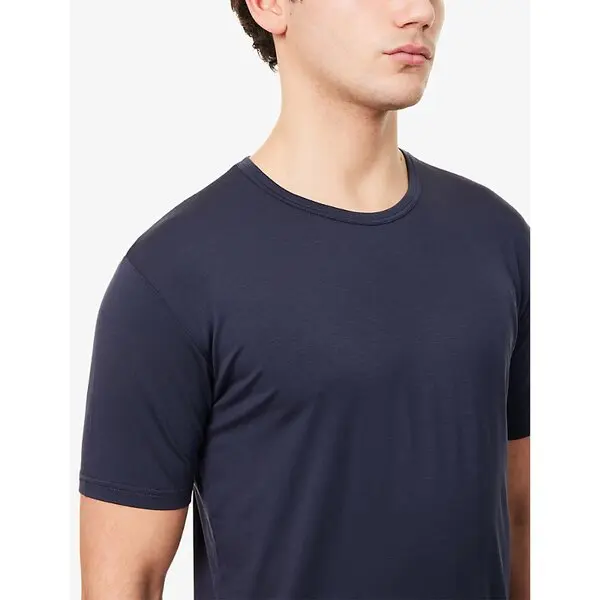 Sunspel Regular-fit Crewneck Stretch-jersey T-shirt - Navy