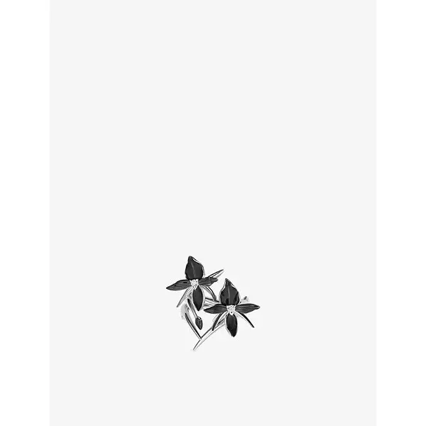 SHAUN LEANE Black Orchid Sterling And Diamond Ring - Silver