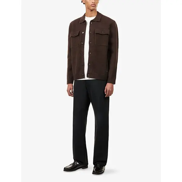 BELIER Patch-pocket Collared Knitted Overshirt