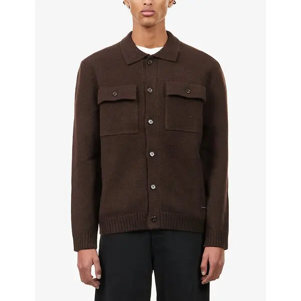 BELIER Patch-pocket Collared Knitted Overshirt