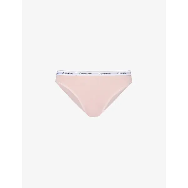 Calvin Klein Modern Branded-waistband Stretch-cotton Briefs - Subdued