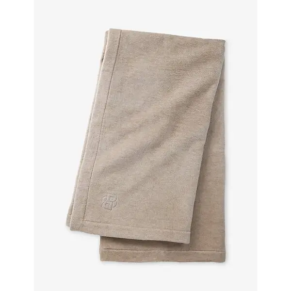 BOSS Reverso Logo-embroidered Cotton-blend Throw 170cm X 130cm - Smoke