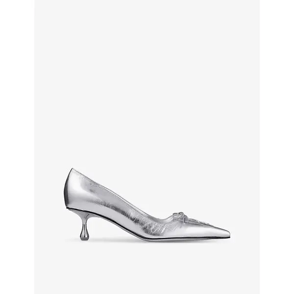 JIMMY CHOO Scarlett 50 Vintage Metallic-leather Courts - Silver