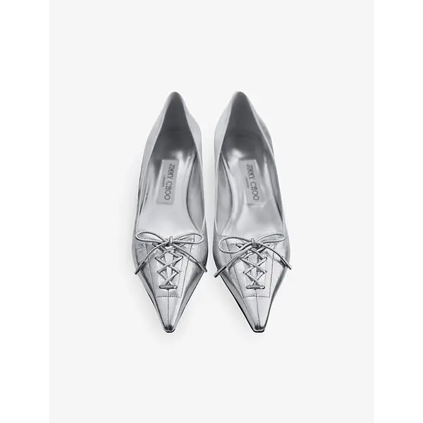 JIMMY CHOO Scarlett 50 Vintage Metallic-leather Courts - Silver