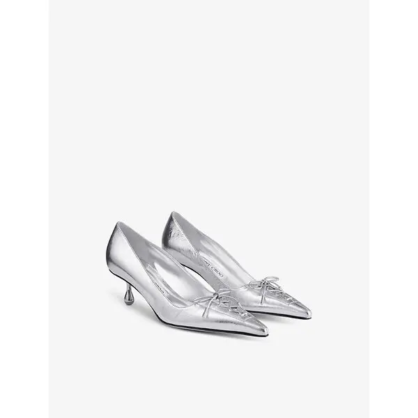 JIMMY CHOO Scarlett 50 Vintage Metallic-leather Courts - Silver