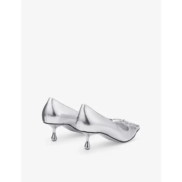 JIMMY CHOO Scarlett 50 Vintage Metallic-leather Courts - Silver