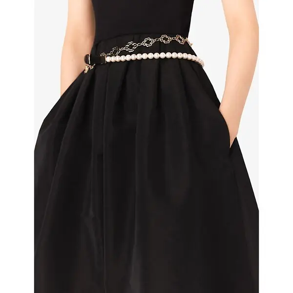 Maje Sleeveless High-neck Taffeta Midi Dress
