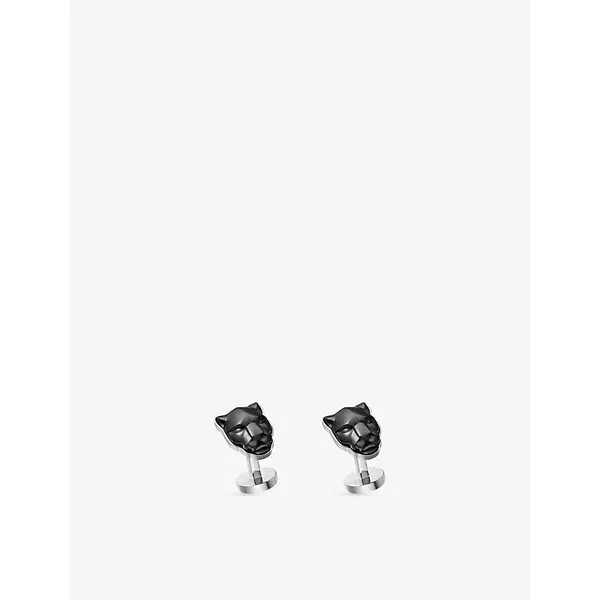 Cartier Panthère De Sterling-silver And Ceramic Cufflinks - Black