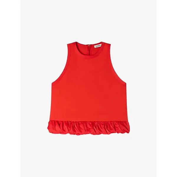 Sandro Sleeveless Bow-back Cotton Top - Red