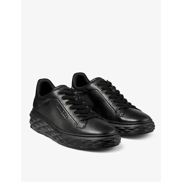 JIMMY CHOO Diamond Maxi Logo-embossed Leather Low-top Trainers