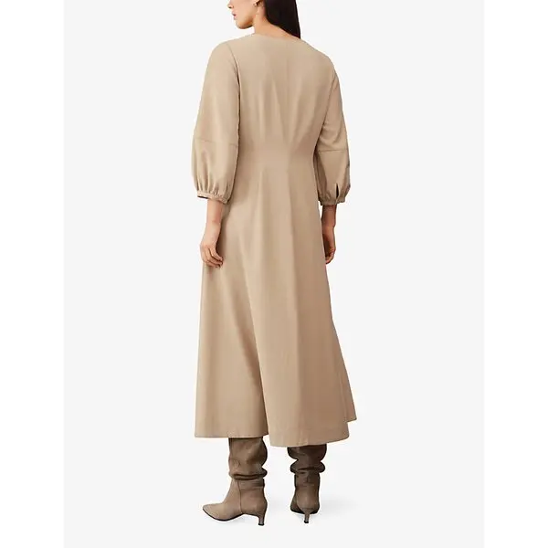 THE WHITE COMPANY Cotton-blend Belted Midi Dress