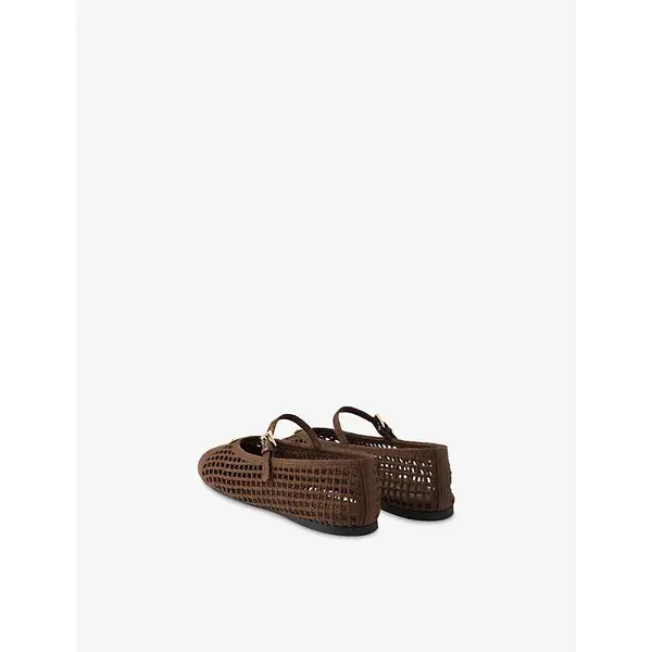 Prada Triangle-logo Crochet Ballerina Flats - Brown