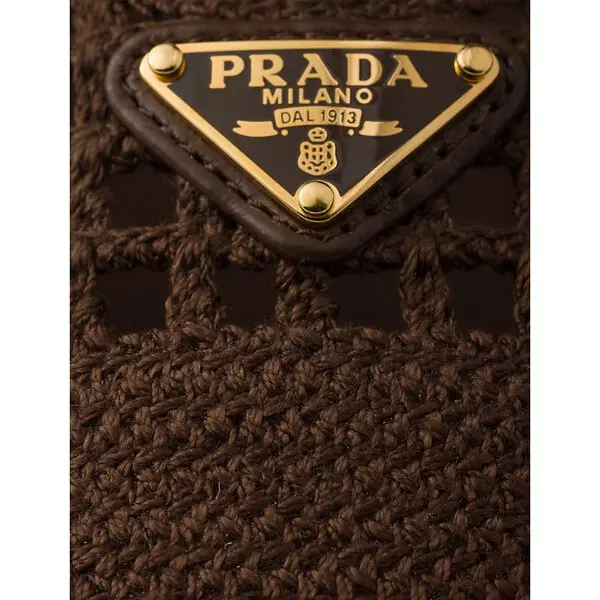 Prada Triangle-logo Crochet Ballerina Flats - Brown