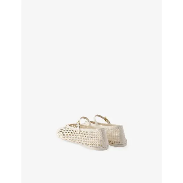 Prada Triangle Logo Crochet Ballerina Flats - Neutral