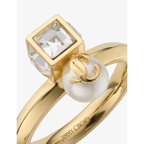 JIMMY CHOO Jc Pearl Cube Brass Ring